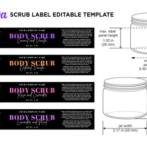 Body Scrub Wrap Label Designs, Body Sugar Scrub Labels, Soak Salts ...
