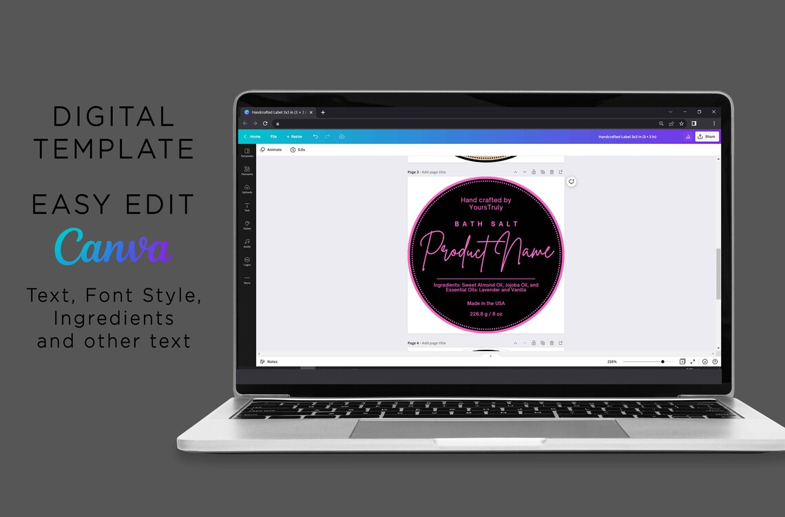 Editable Circle Label Simple Natural Round Label Sticker - Etsy