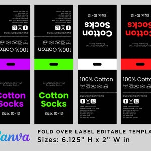 Socks Label Template, Personalized Socks, Printable Socks Label, Socks ...