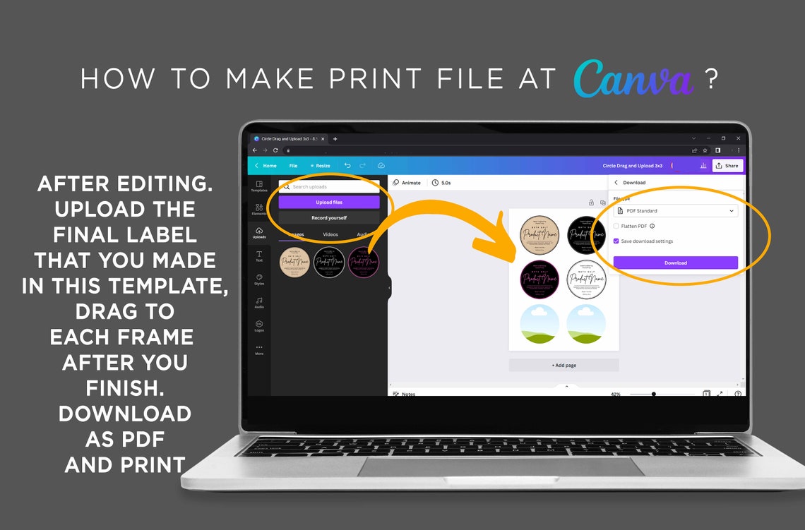 Editable Circle Label Simple Natural Round Label Sticker - Etsy