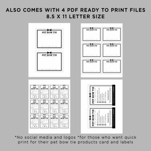 Printable Pet Bow Tie Label Card, Pet Business Labels, Pet Dog Bow Tie ...
