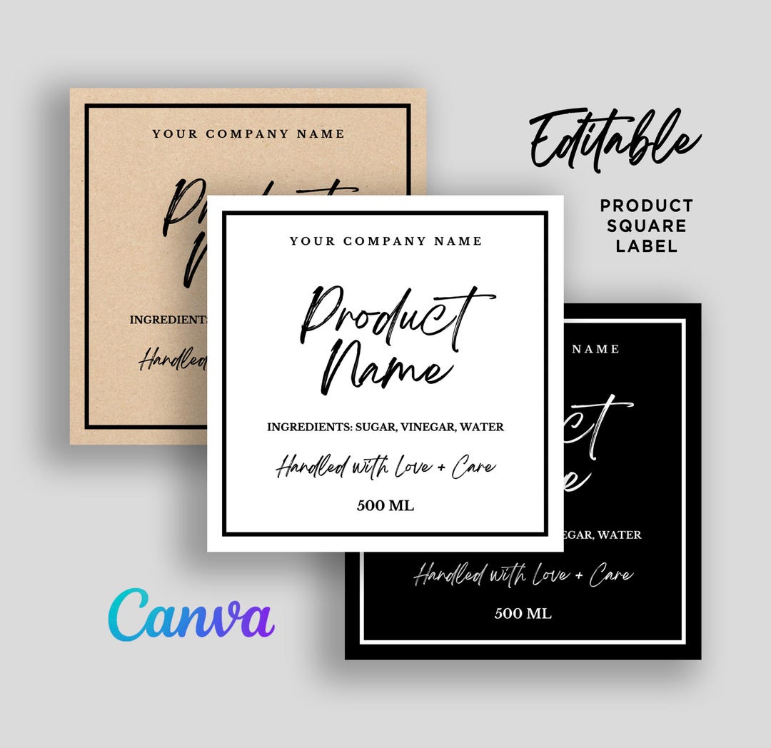 Square Product Label, Canning Label, Homemade Labels, Square Jar Labels ...