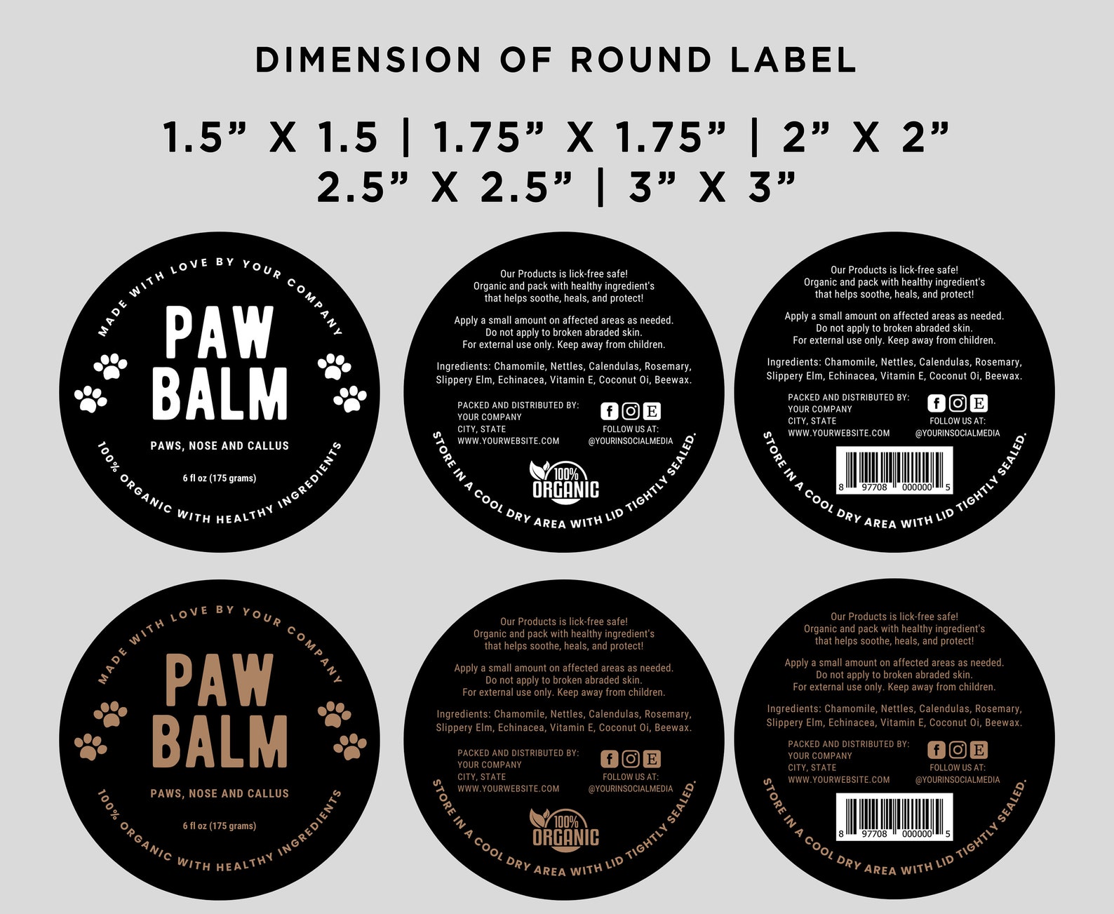 Pet Paw Balm Labels, Dog Paw Balm Tin Can Round Sticker, Pet Care ...