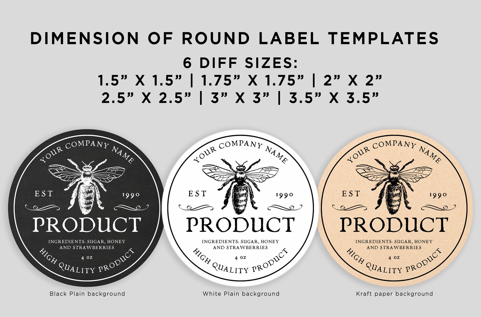 Honey Labels, Homemade Product Label, Mason Jar Labels, Honey Round ...