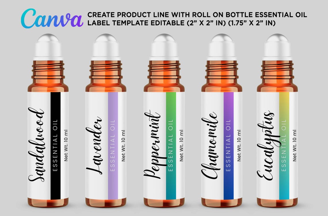 Roll-on Essential Oil Label, Essential Oil Roller Bottle Labels ...