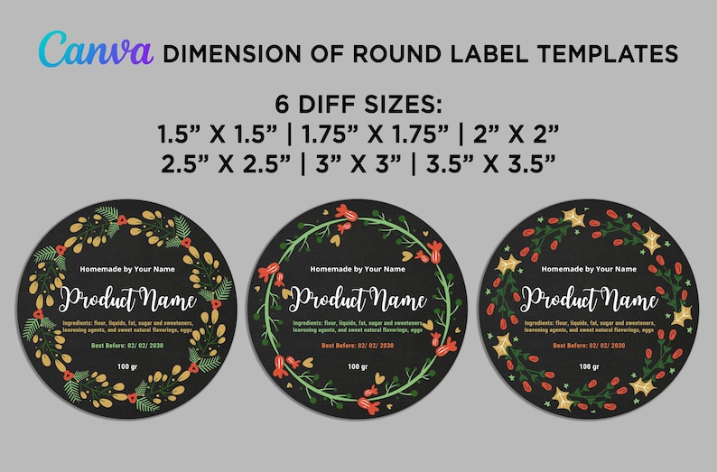 Editable Christmas Round Label Template in Canva, Festival Tags ...