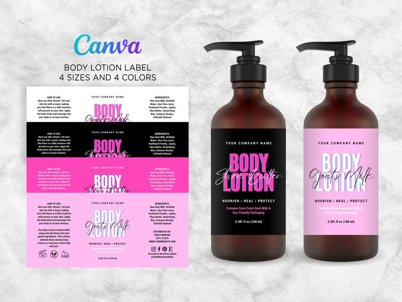 Body Lotion Label, Body Lotion Design, Lotion Label Template, Handmade ...