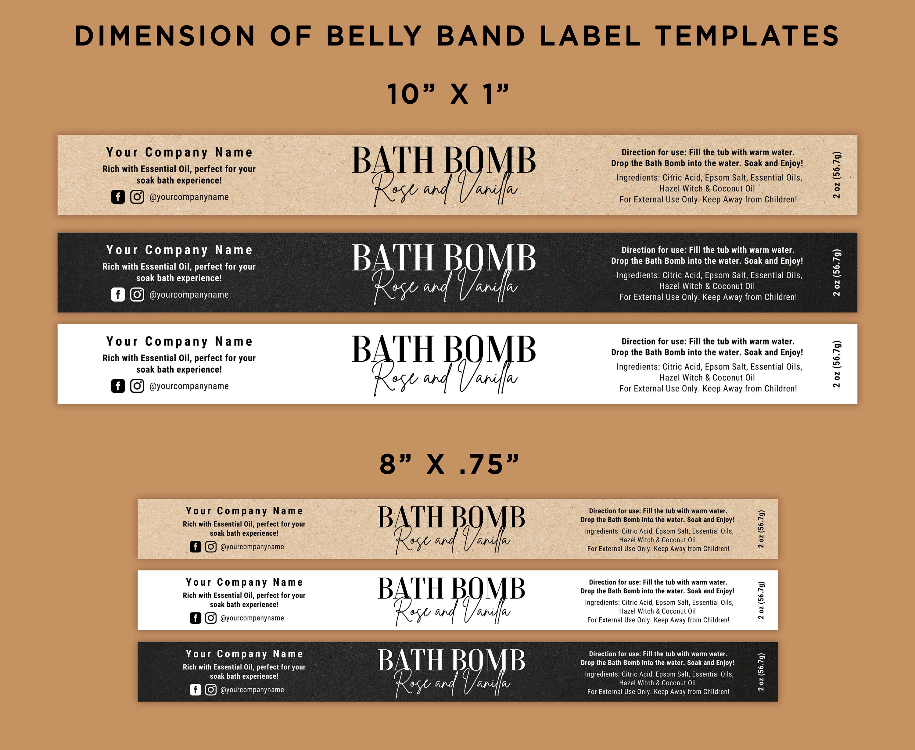 Printable Bath Bombs Design Label, Bath Bomb Belly Band Label, Bath ...