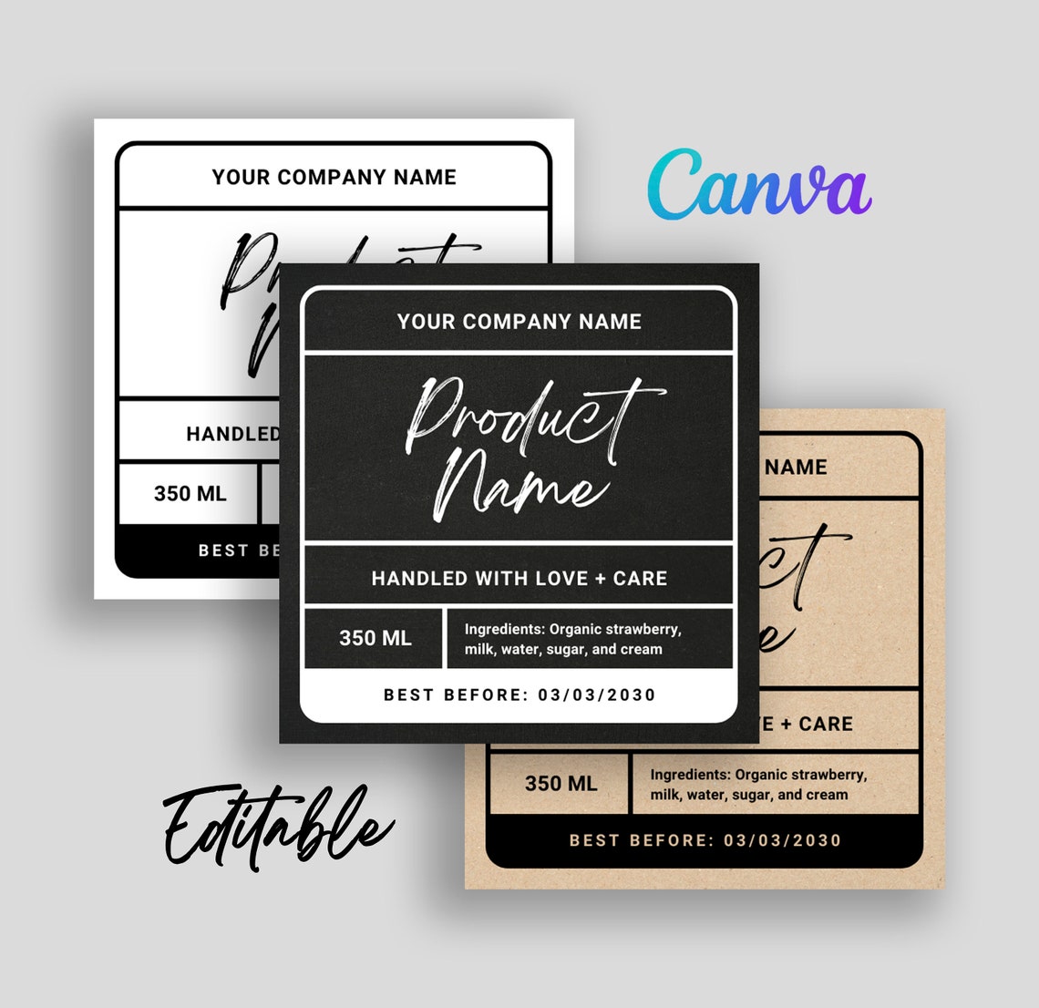 Square Labels for Homemade Products, Jar Square Labels, Product Square ...