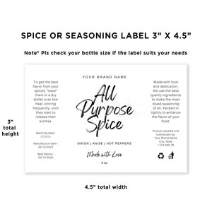 Printable Spice Wrap Label Sticker All Purpose Seasoning - Etsy