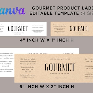 Printable Gourmet Labels, Gourmet Product Label, Jar Wrap Labels, Mason ...