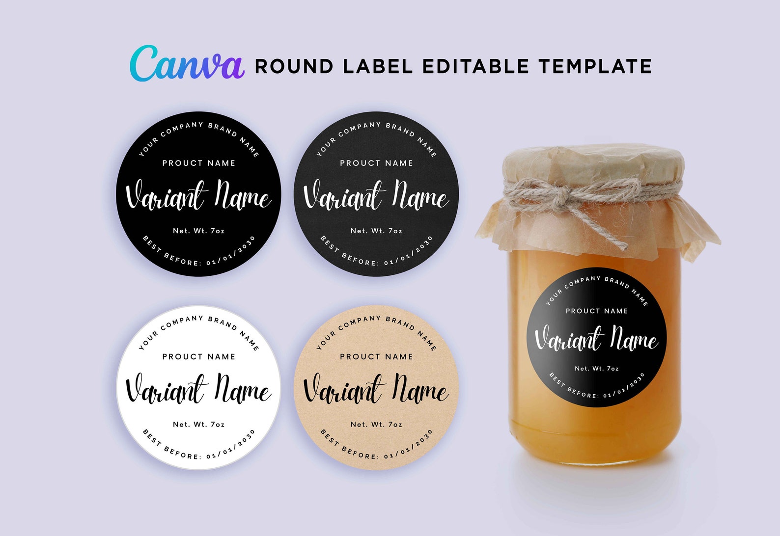Round Sticker Labels, Round Packaging, Canning Jar Label, Rustic Label ...