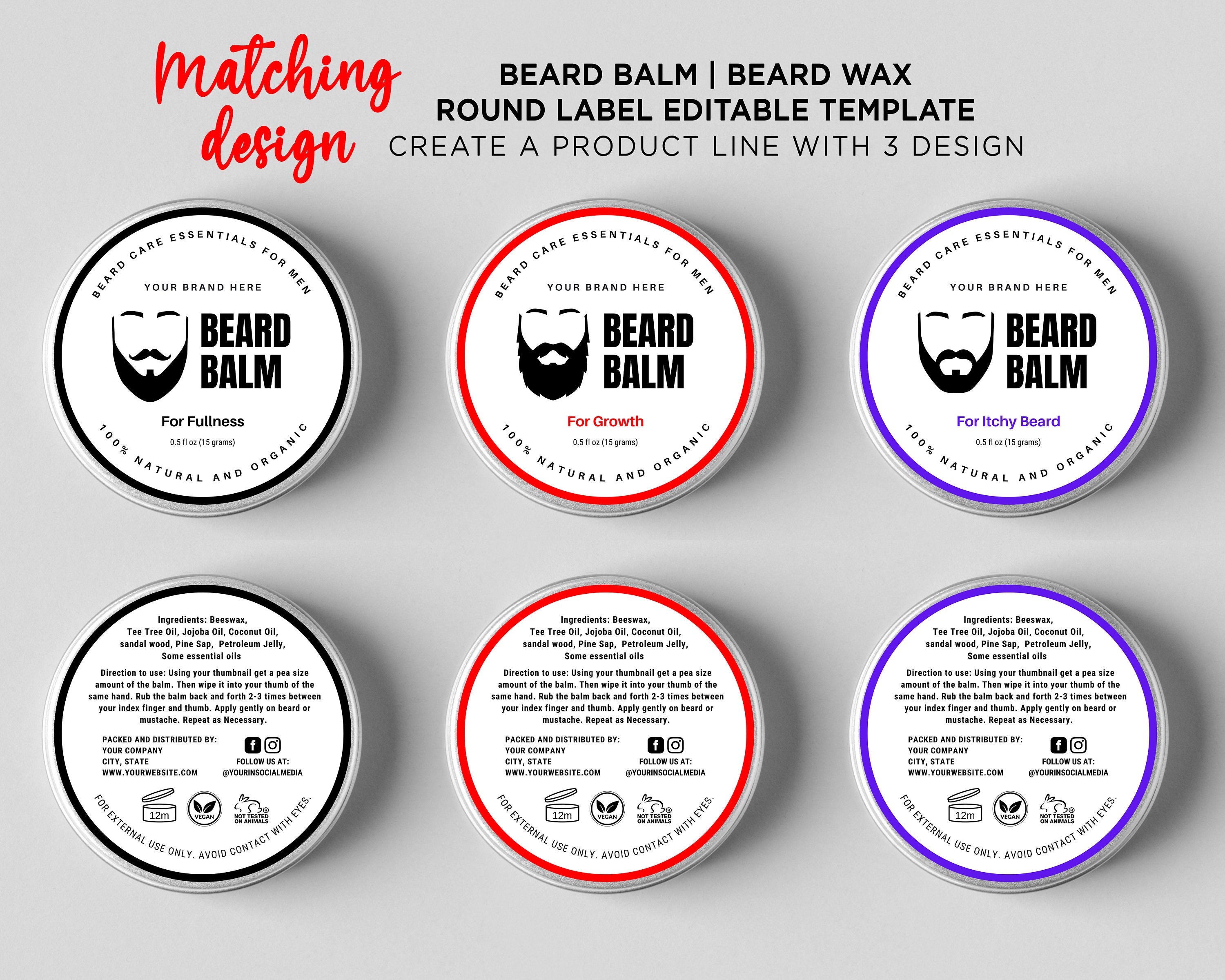 Printable Beard Oil Labels Beard Oil Serum Bottle Dropper - Etsy