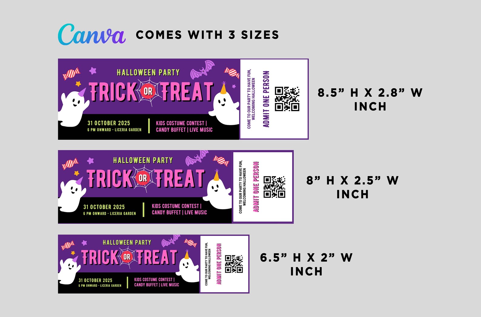 Halloween Tickets, Halloween Party Entry Ticket, Costume Party Ticket ...