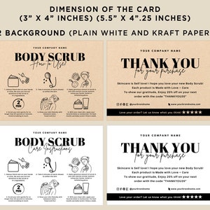 Body Scrub Card, Bath Scrub Care Instruction, How to Use Bath Body ...