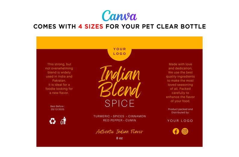 Printable Indian Blend Spice Wrap Label Indian Seasoning - Etsy