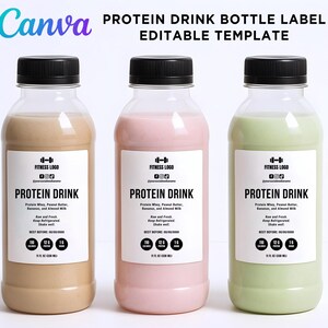 Editable Protein Drink Label Template, Custom Bottle Label for Fitness ...