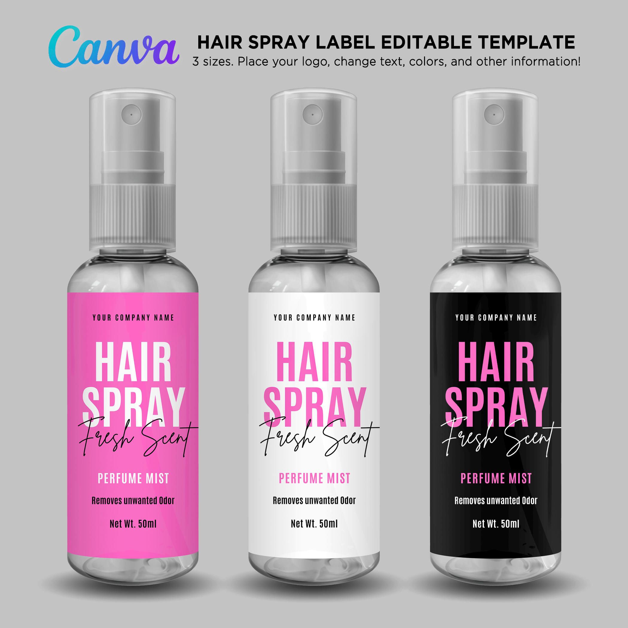 Hair Spray Label Template Canva, Hair Perfume Mist Label Design ...