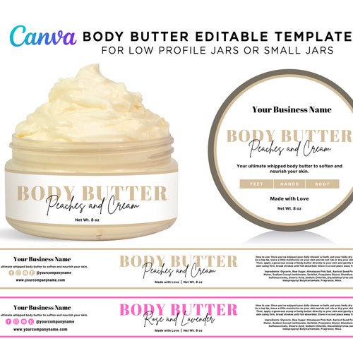 Printable Whipped Body Butter Label for Low Profile Jars - Etsy