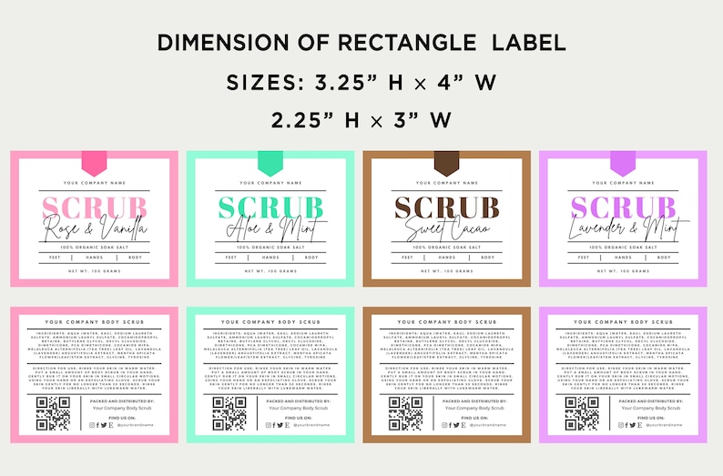 Printable Bath Body Scrub Label Sugar Scrub Label Bath Salt - Etsy