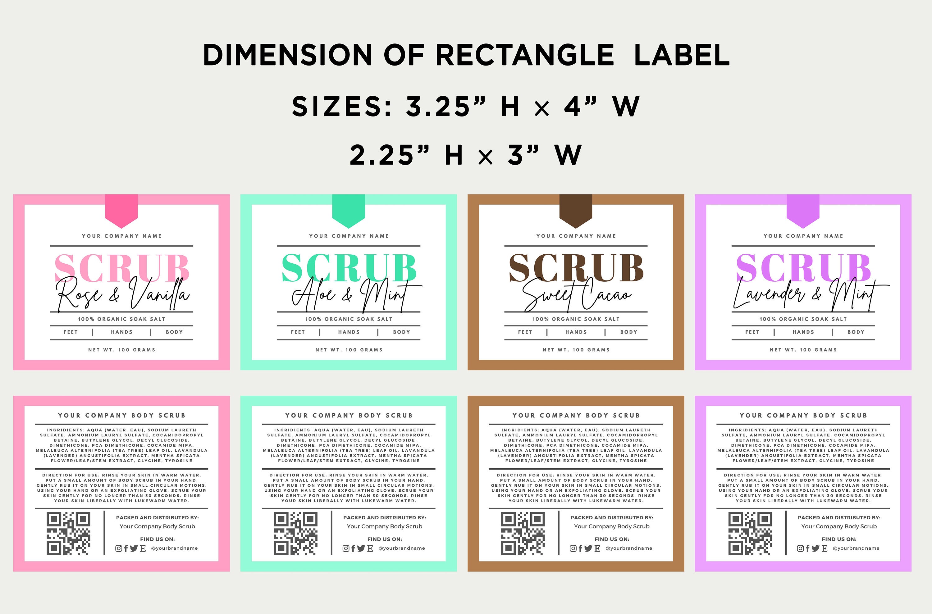 Printable Bath Body Scrub Label, Sugar Scrub Label, Bath Salt Label ...