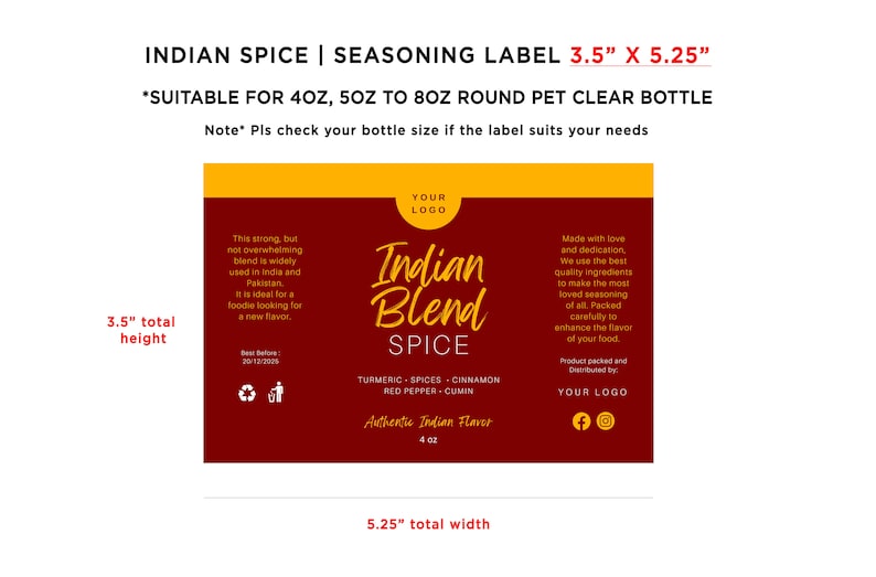 Printable Indian Blend Spice Wrap Label Indian Seasoning - Etsy