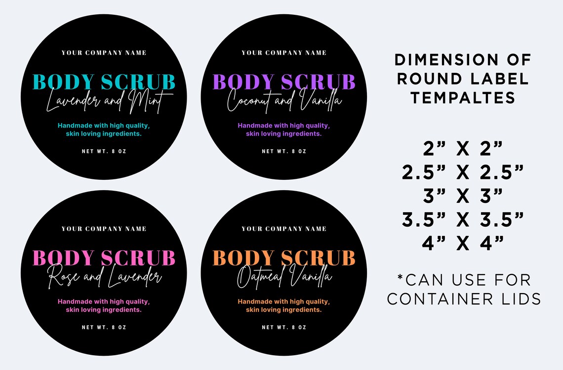 Body Scrub Wrap Label Designs, Body Sugar Scrub Labels, Soak Salts ...