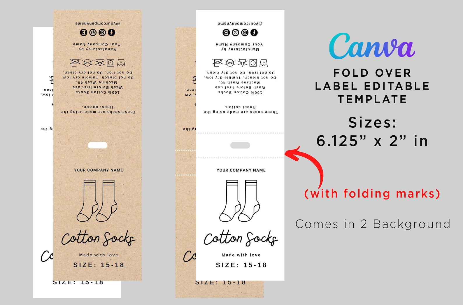 Printable Sock Wrap Labels, Cotton Socks Label Designs, Handmade Socks ...