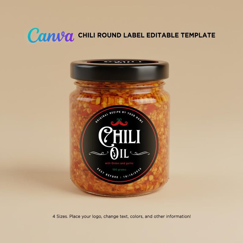 Chili Oil Label, Chili Garlic Label, Homemade Product Label, Chili Oil ...