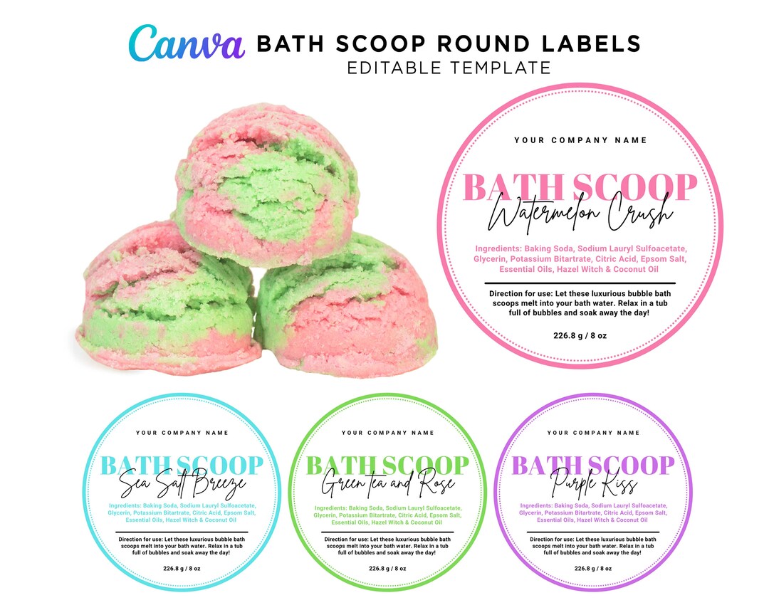 Bath Scoops Labels, Ice Cream Bubble Scoops Labels, Bubble Bath Melts ...