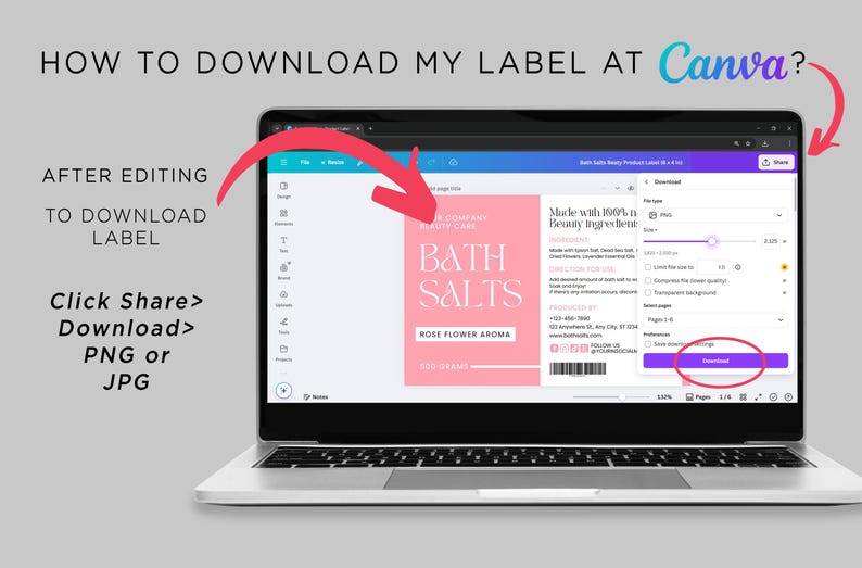 Bath Salts Label Template: Editable Pouch Packaging (canva) - Etsy