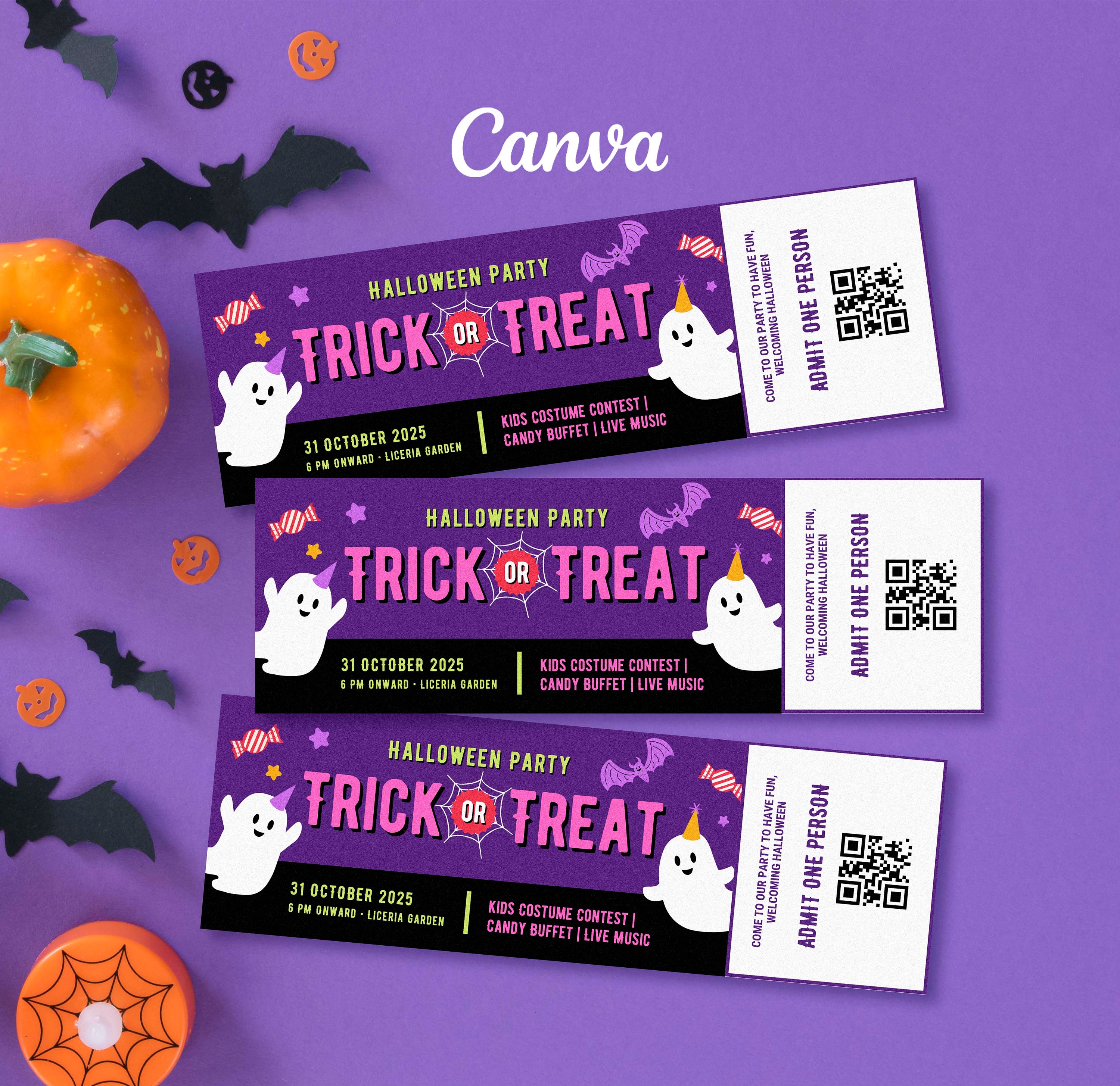 Halloween Tickets, Halloween Party Ticket, Kids Costume Party Ticket ...