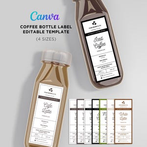 Premium Coffee Bottle Labels, Iced Coffee Labels, Cafe Latte Drink ...