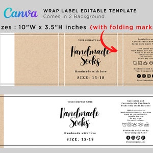 Printable Handmade Socks Wrap Labels, Cotton Socks Label Designs ...