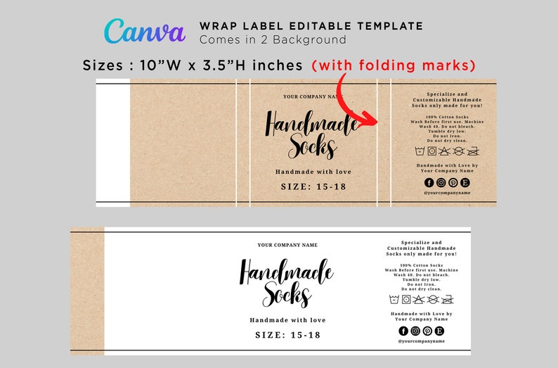 Printable Handmade Socks Wrap Labels Cotton Socks Label - Etsy