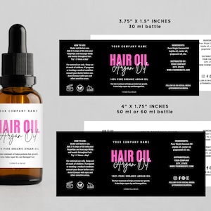 Printable Hair Oil Labels, Hair Dropper, Hair Growth Oil Labels, Hair ...