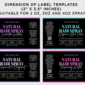 Hair Spray Label Template, Hair Spray Bottle Design, Hair Curl Spray ...