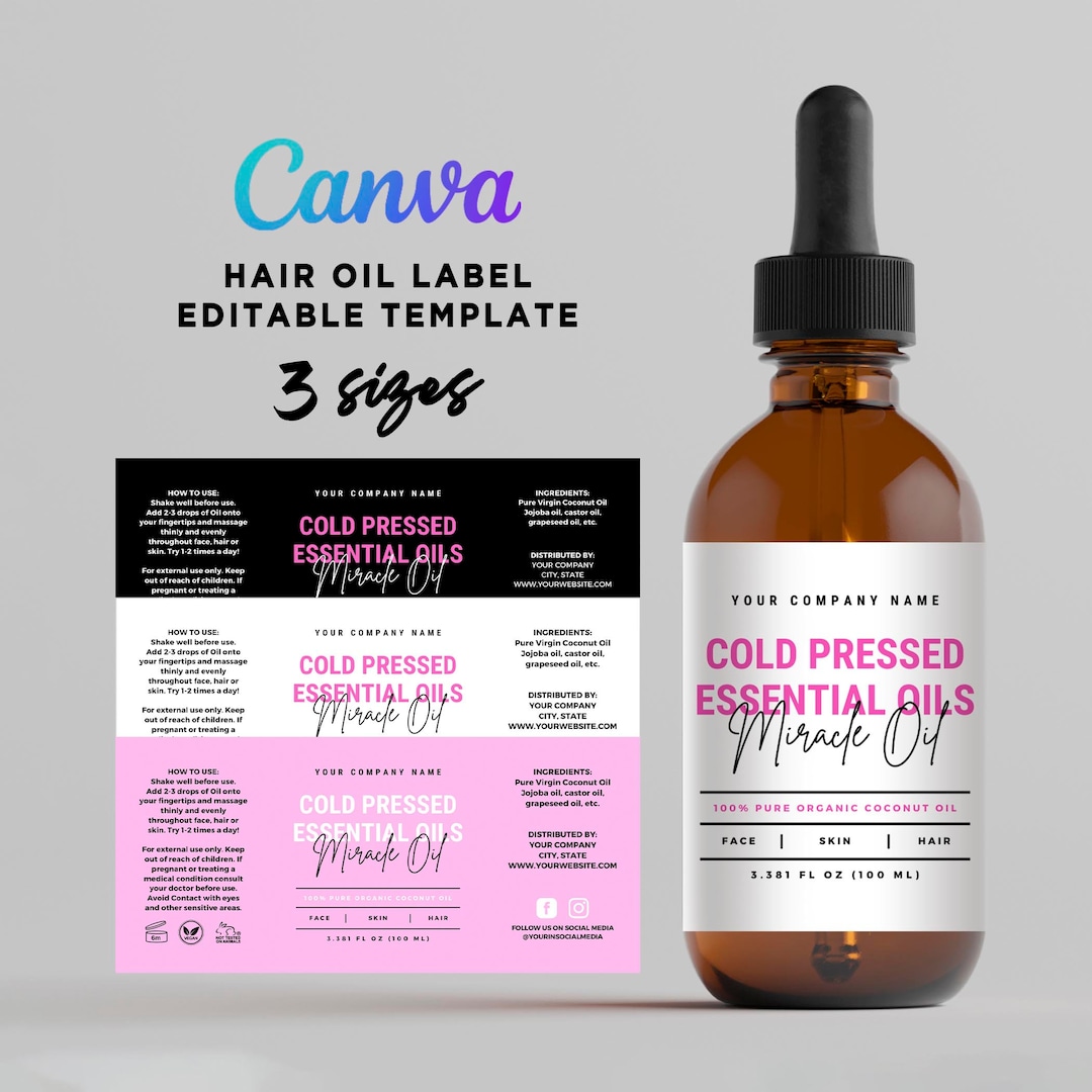 Printable Dropper Oil Label, Essential Oil Label, Cold Pressed Oil ...