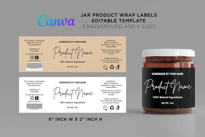 Printable Jar Label Wrap Around Stickers Mason Jar Labels - Etsy