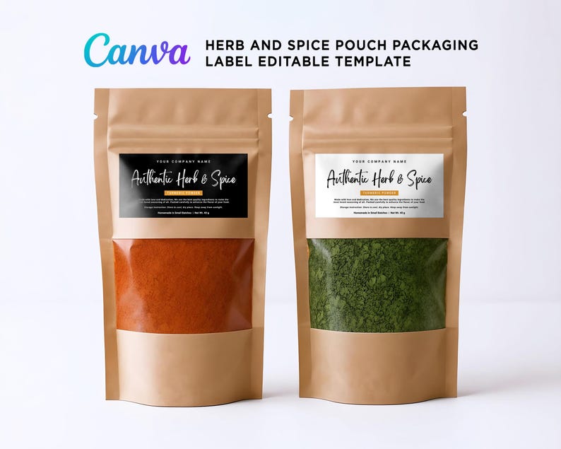 Printable Spice Labels, Seasoning Labels, Spice Pouch Packaging Label ...