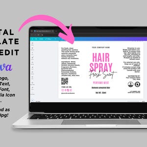 Hair Spray Label Template Canva, Hair Perfume Mist Label Design ...