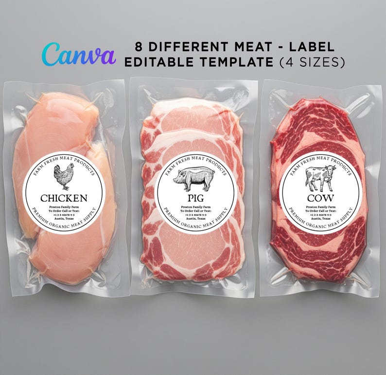 Meat Labels, Poultry Labels, Beef Labels, Chicken Label, Farmhouse Tags ...