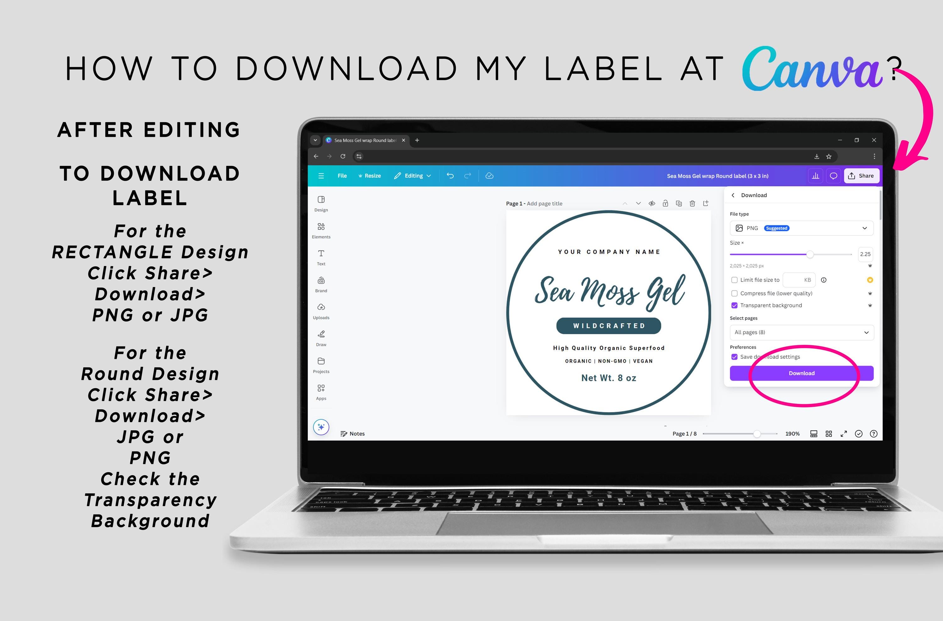 Printable Sea Moss Labels, Seamoss Label Template, Sea Moss Gel Labels ...