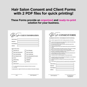 Printable Hair Salon Consent Form, Hair Salon Service Form, Hair Salon ...