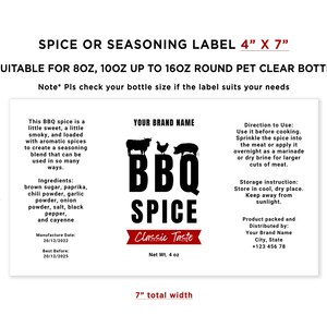 Printable BBQ Spice Wrap Label Design, Barbeque Rub 8oz, 6oz, 4oz BBQ ...