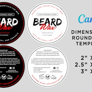 Printable Beard Wax Round Label, Beard Balm Round Label Sticker, Beard ...