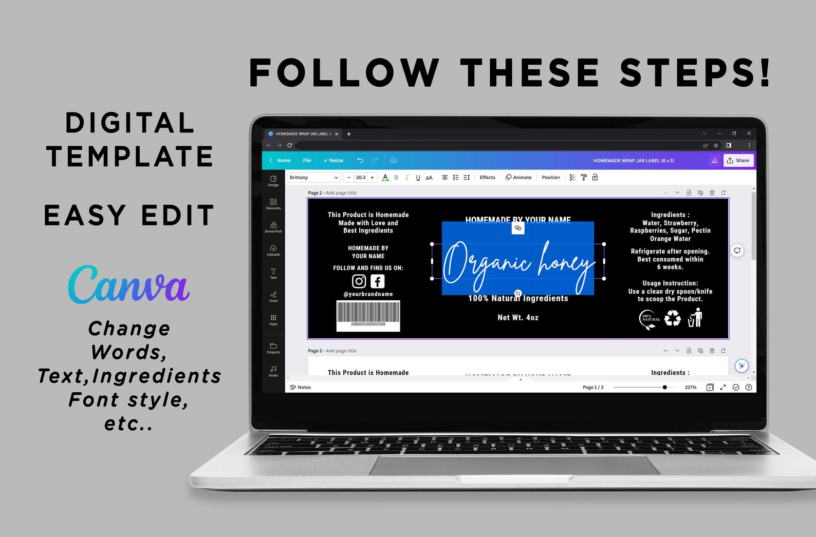 Printable Jar Wrap Around Labels, Mason Jar Labels, Container Jar ...