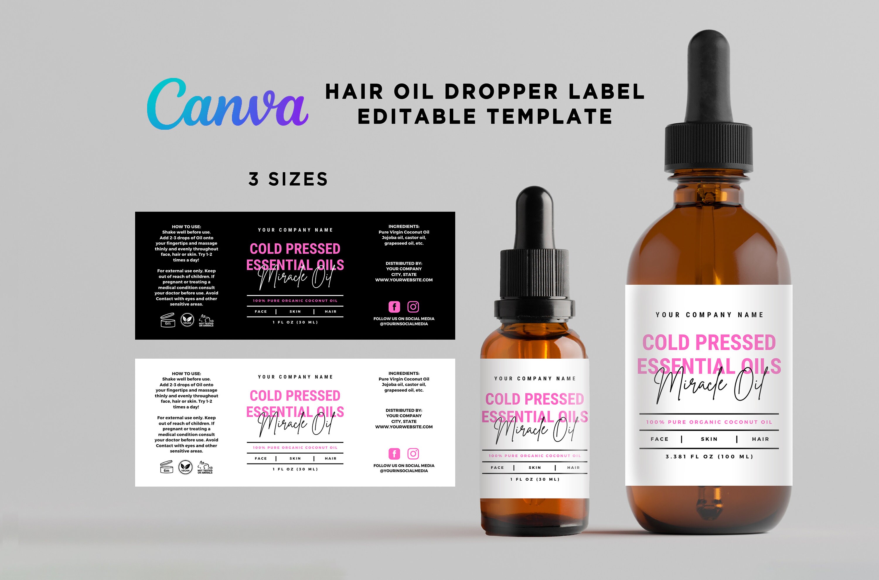 Printable Dropper Oil Label, Essential Oil Label, Cold Pressed Oil ...