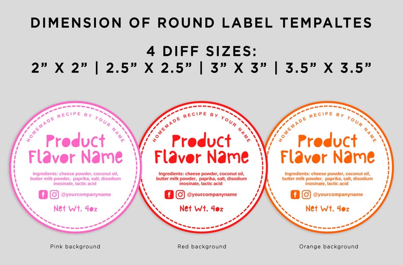 Printable Product Round Label Popcorn Labels Food Circle - Etsy