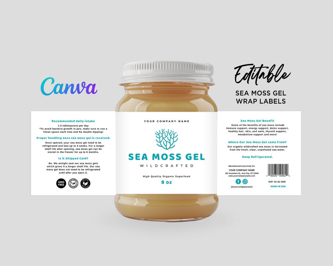 Sea Moss Label, Seamoss Labels, Sea Moss Gel Label, Sea Moss Labels ...
